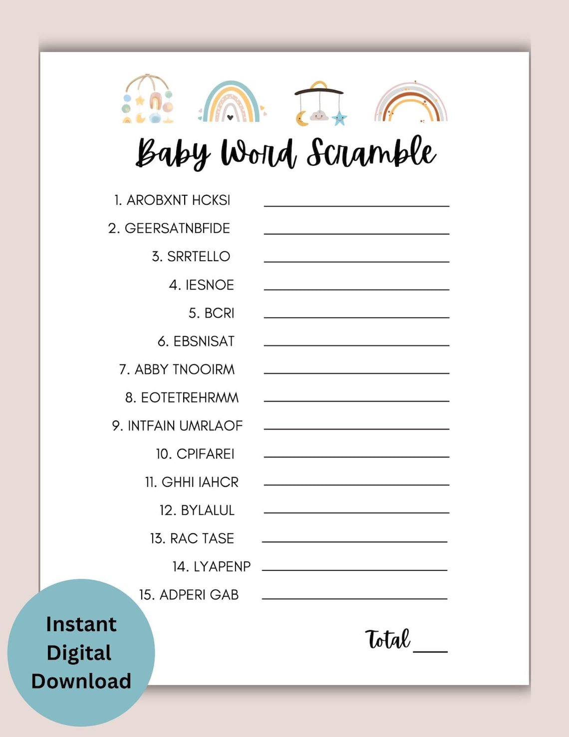 Baby Shower Word Scramble Game, Baby Shower Game, Gender Neutral Baby ...