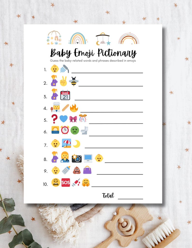 Baby Shower Emoji Game, Pictionary Game, Baby Shower Guessing Game ...