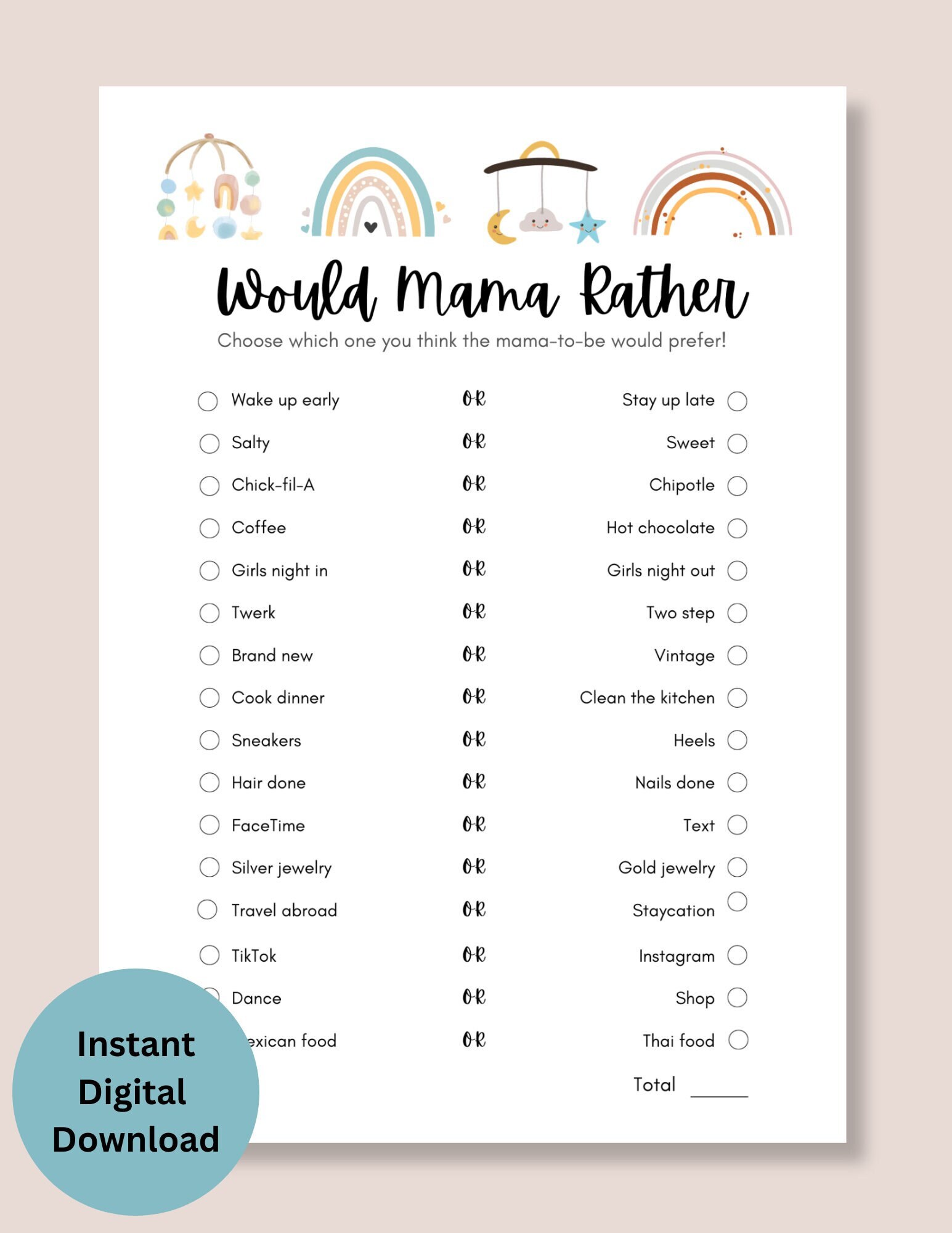 Would Momma Rather, Would She Rather Baby Shower Game, Who Knows Mom ...