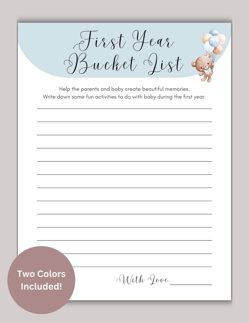 Baby Shower Bucket List Game: Minimalist Keepsake (digital Download) - Etsy