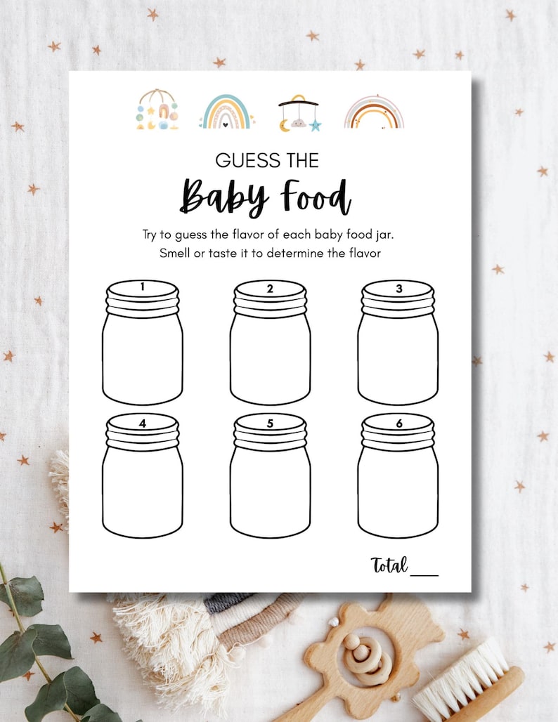 Guess the Baby Food, Baby Shower Guessing Game, First Birthday Game ...