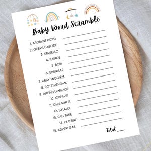 Baby Shower Word Scramble Game, Baby Shower Game, Gender Neutral Baby ...