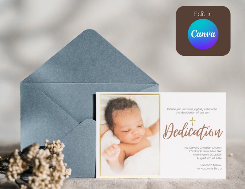 Baby Dedication Invitation Template Minimalist Dedication - Etsy