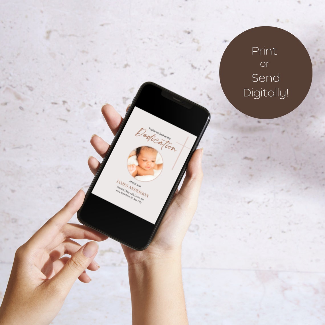 Baby Dedication Invitation Template, Minimalist Dedication, Editable ...