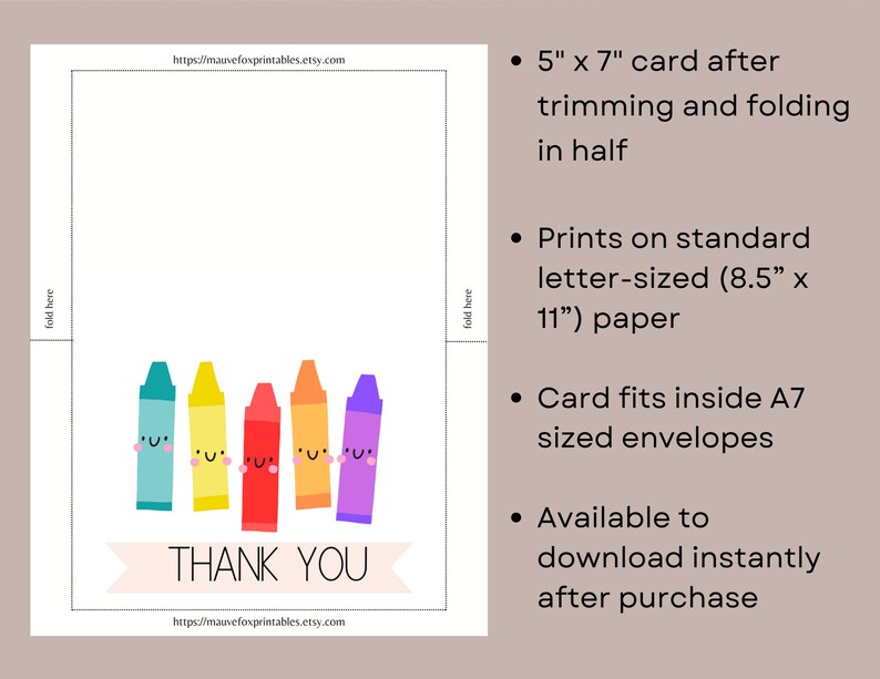 Teacher's Appreciation Card, Teacher's Thank You Card, Printable Card ...