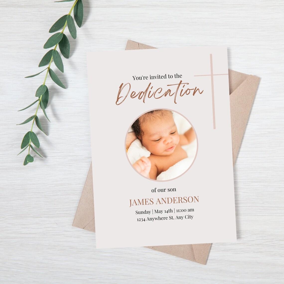 Baby Dedication Invitation Template, Minimalist Dedication, Editable ...