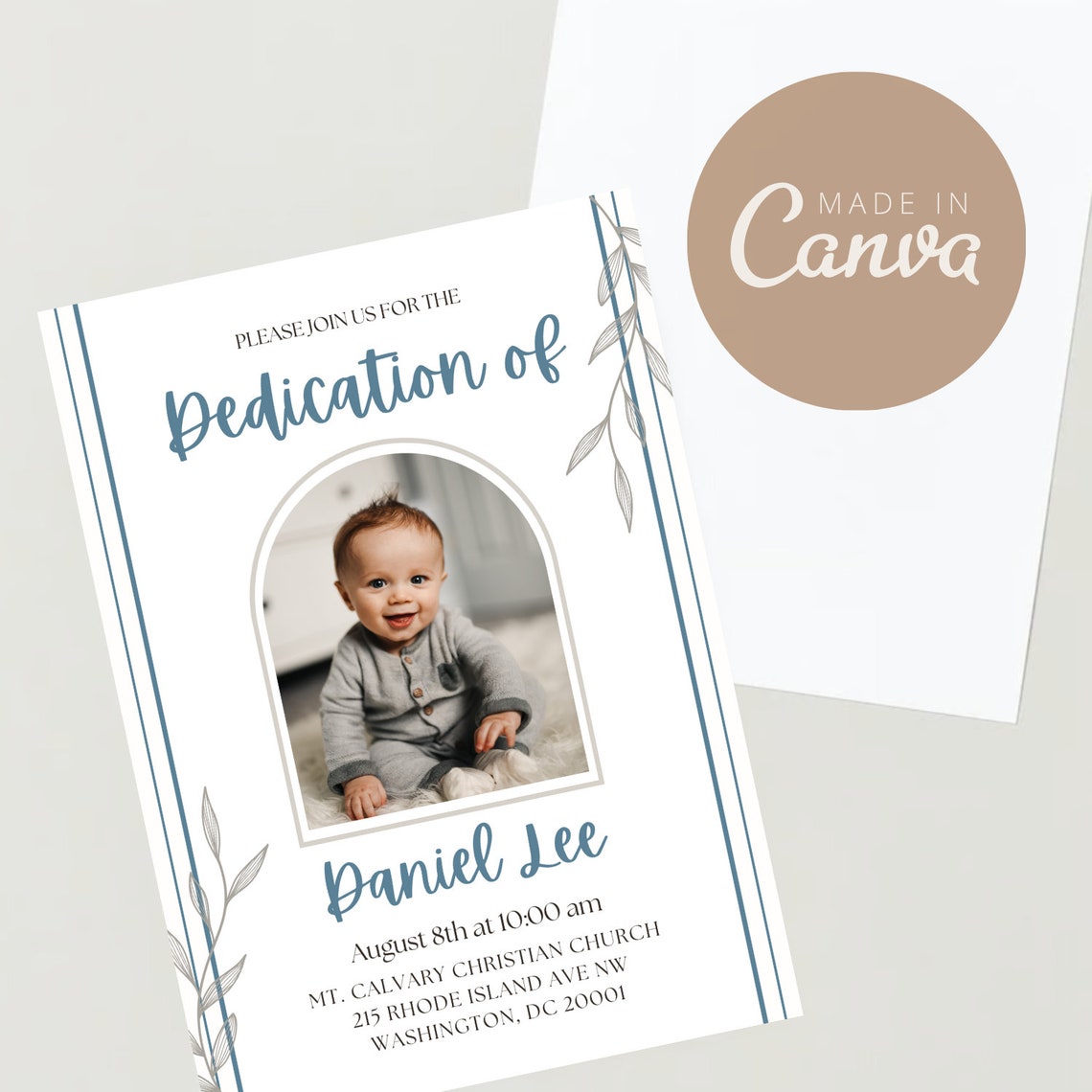 Baby Dedication Invitation Template, Minimalist Dedication, Completely ...