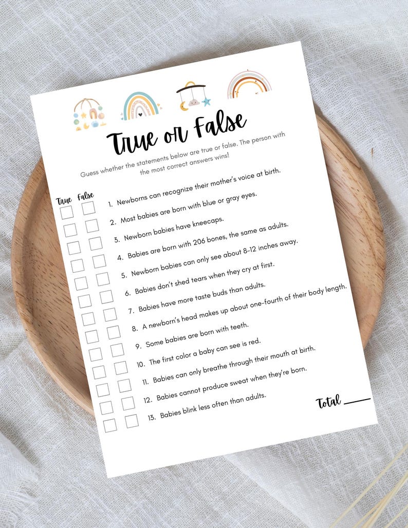 True or False Baby Shower Game Printable – Fun Baby Trivia for Guests ...