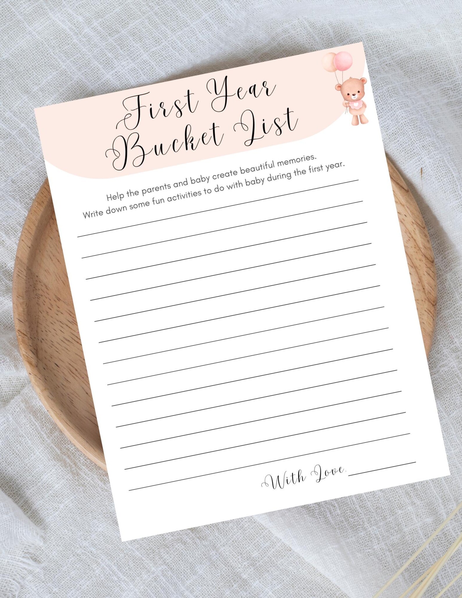 Baby Shower Baby Bucket List, Keepsake Game, Minimalist Baby Shower ...