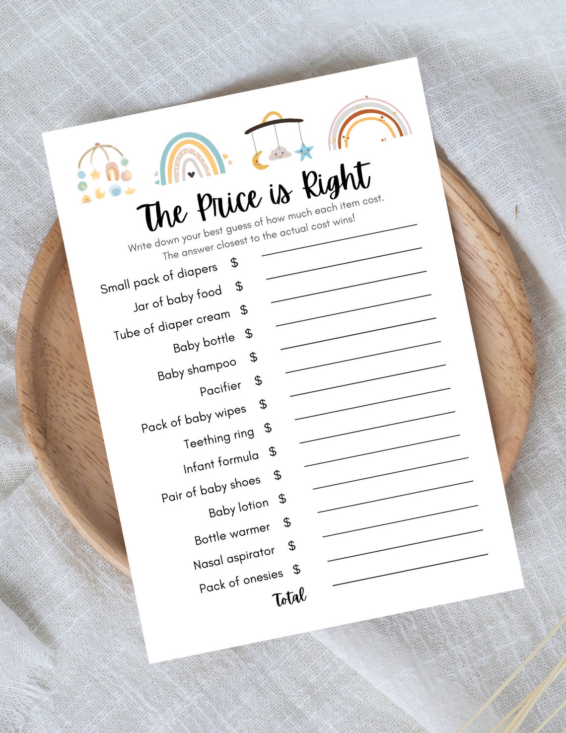 The Price is Right Baby Shower Game, Guess the Price Printable Game ...