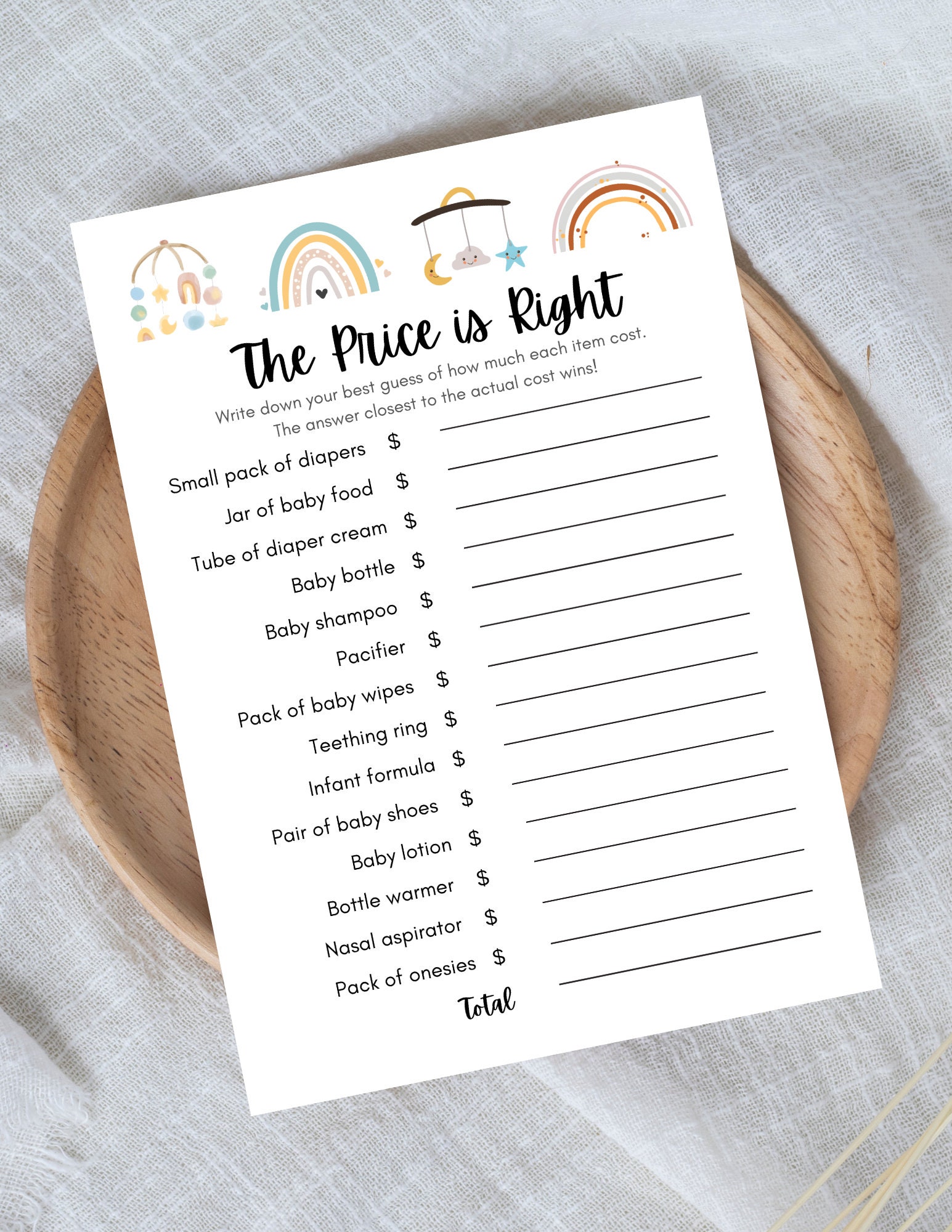 The Price is Right Baby Shower Game, Guess the Price Printable Game ...