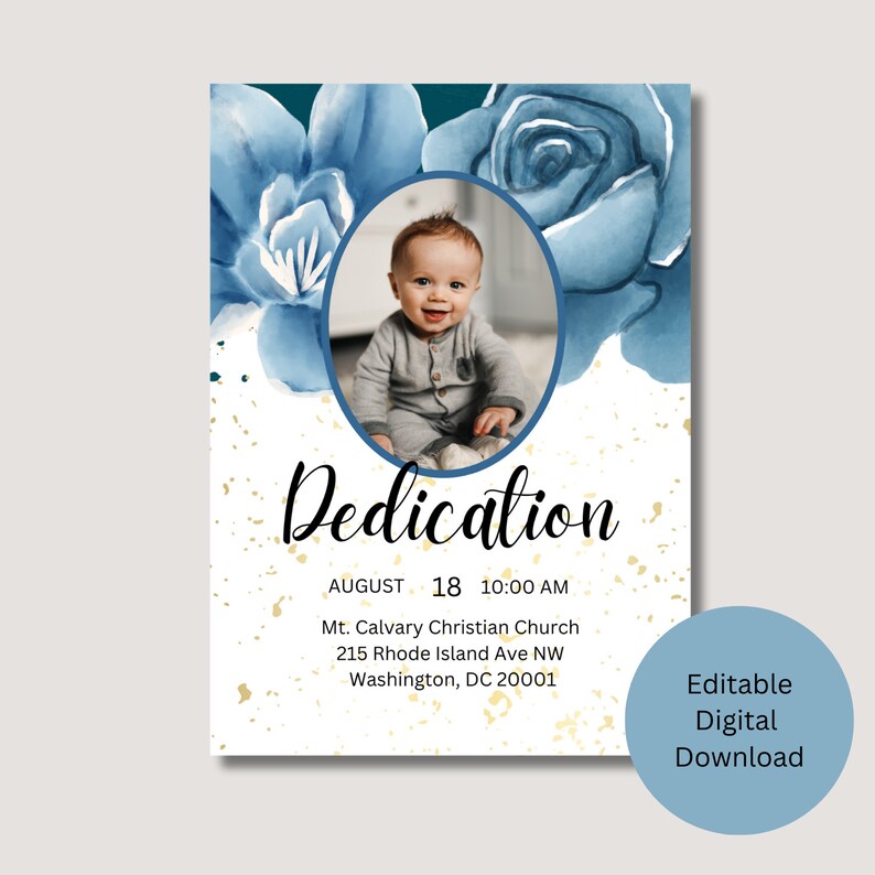 Baby Dedication Invitation Template, Minimalist Child Dedication ...