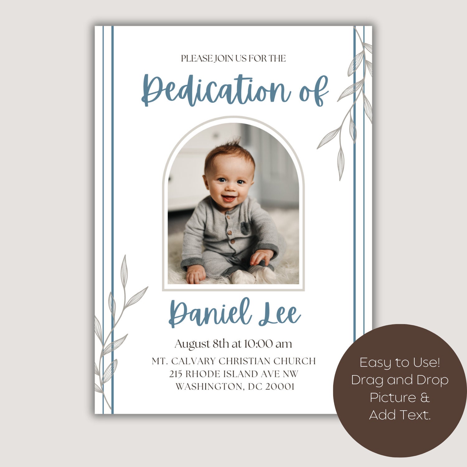 Baby Dedication Invitation Template, Minimalist Dedication, Completely ...
