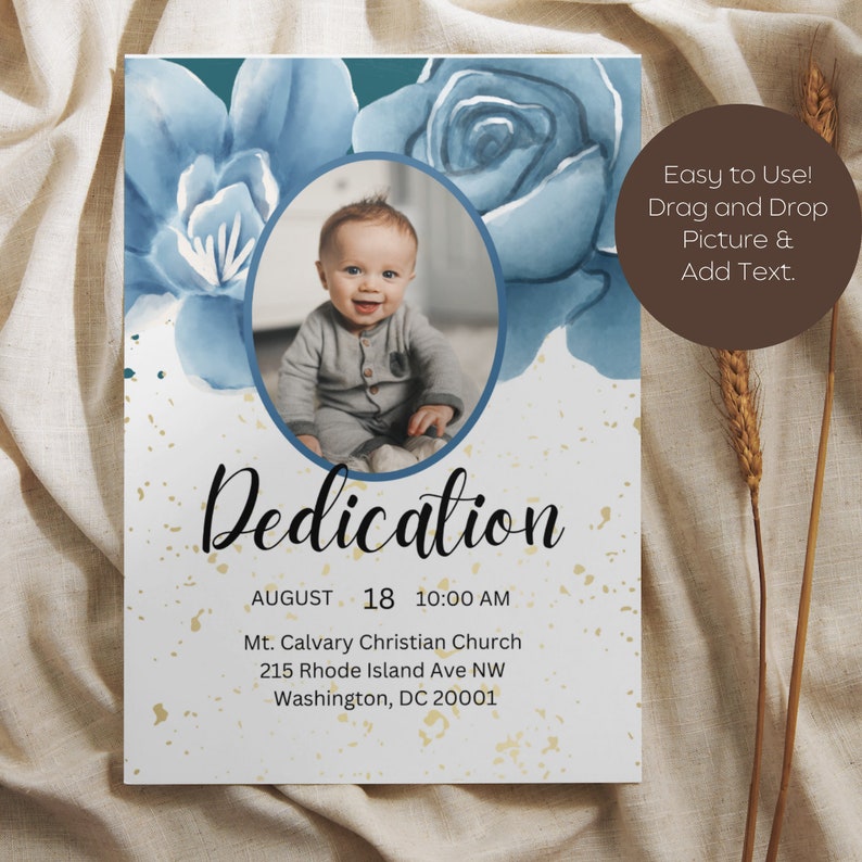 Baby Dedication Invitation Template, Minimalist Child Dedication ...
