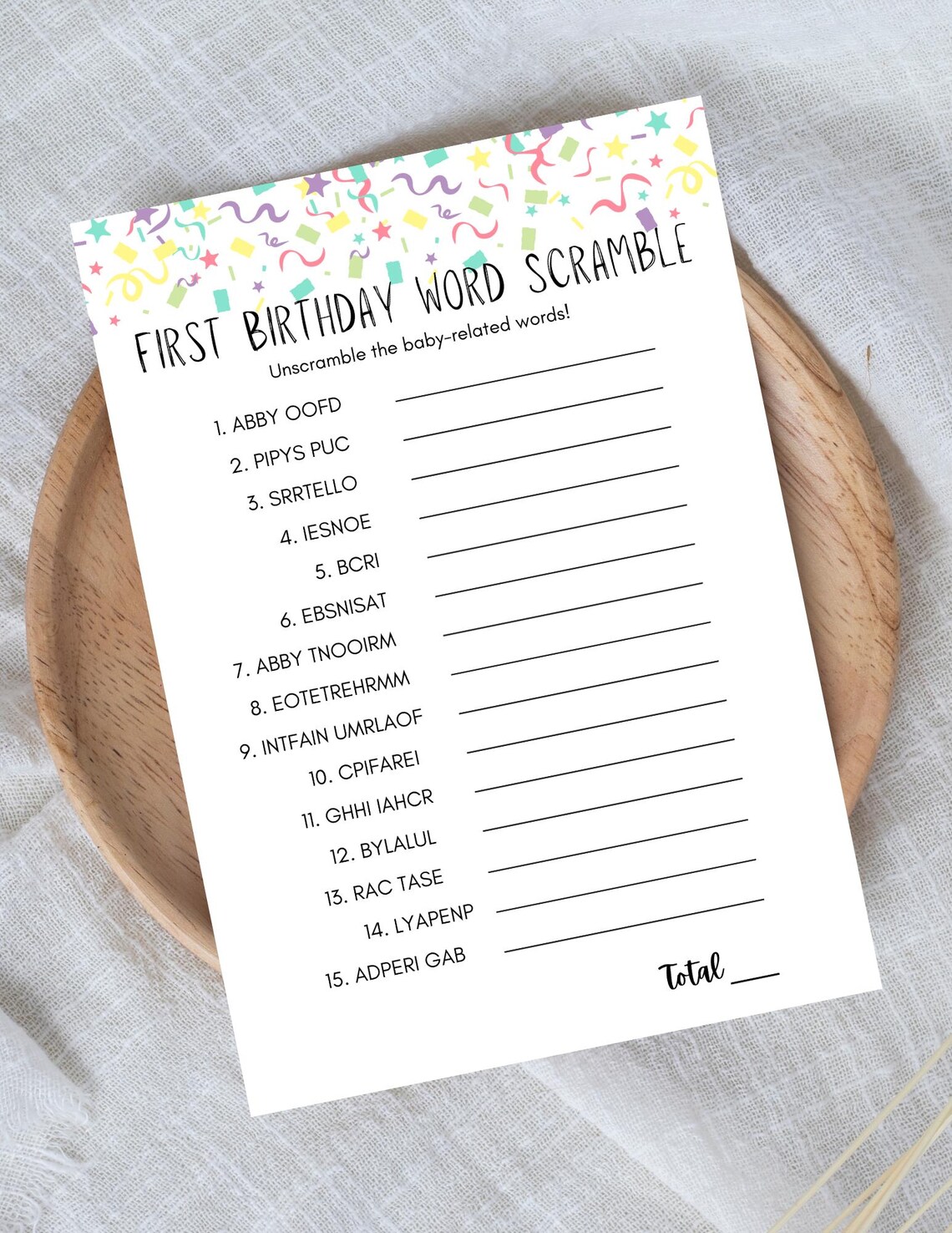 Baby's First Birthday Word Scramble Party Game, Printable 1st Birthday ...