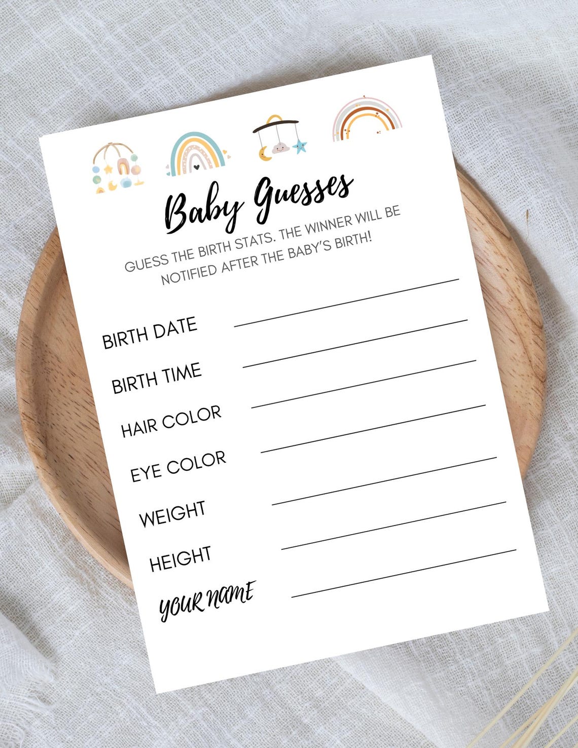 Baby Shower Guess Game, Baby Guesses Game, Guess the Baby's Stats ...
