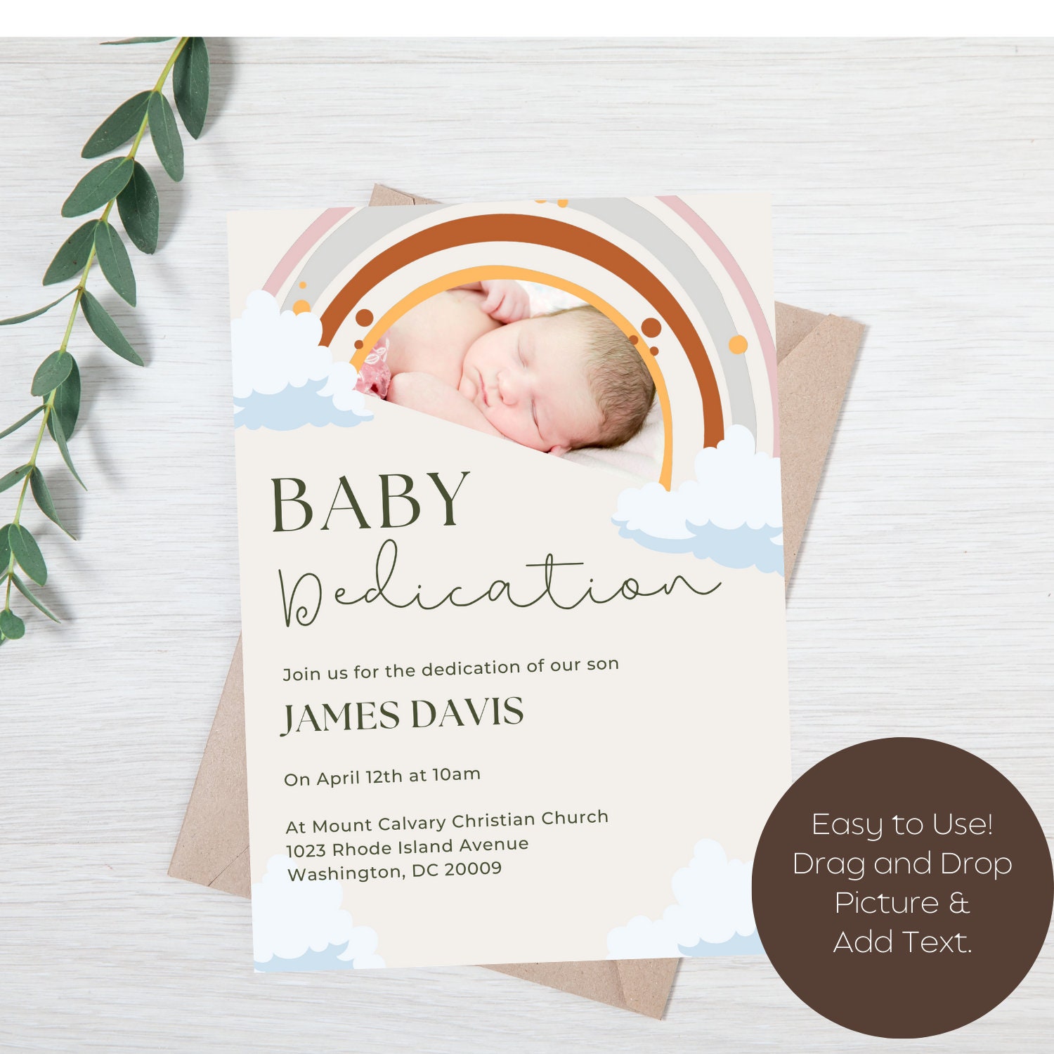Baby Dedication Invitation Template, Christian Child Minimalist ...