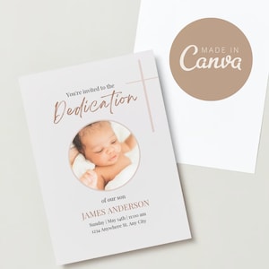 Baby Dedication Invitation Template, Minimalist Dedication, Editable ...