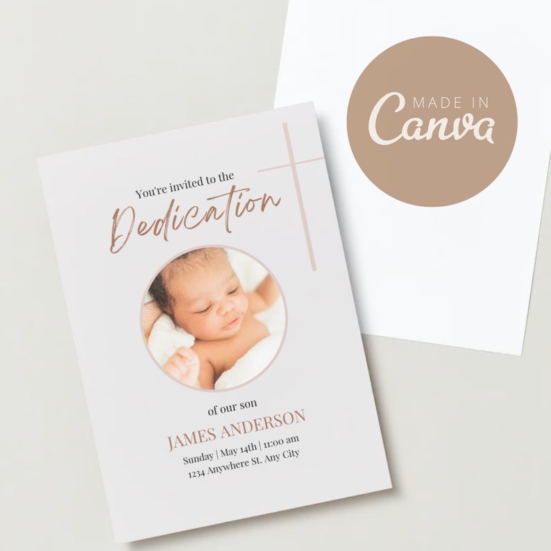 Baby Dedication Invitation Template, Minimalist Dedication, Editable ...