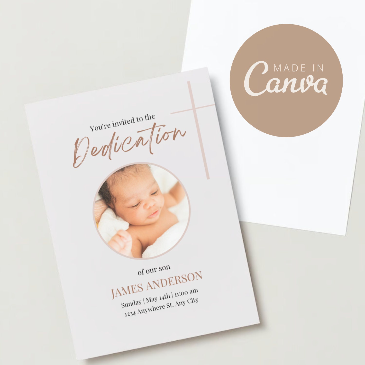 Baby Dedication Invitation Template, Minimalist Dedication, Editable ...