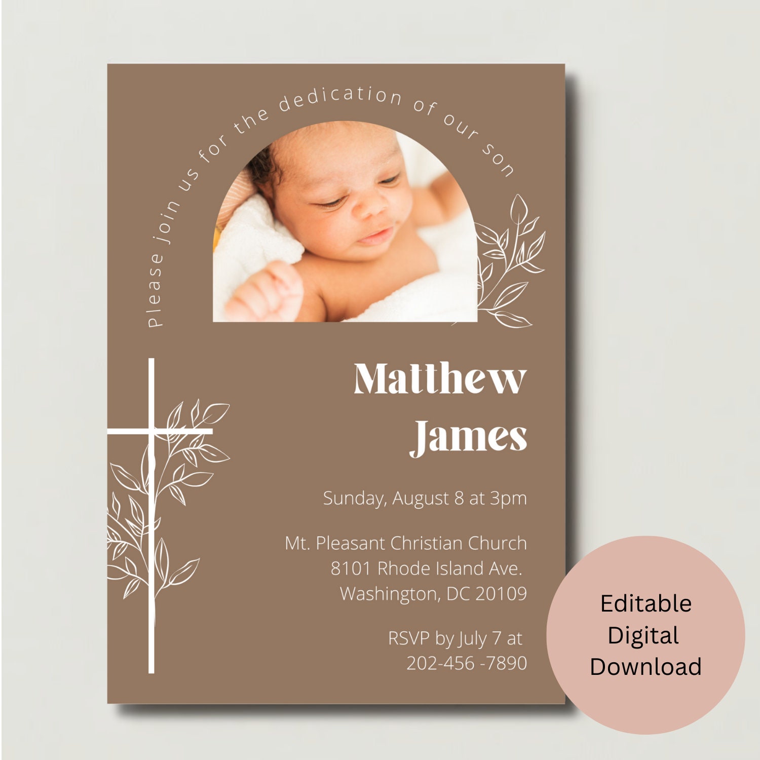 Baby Dedication Invitation Template, Christian Child Minimalist ...