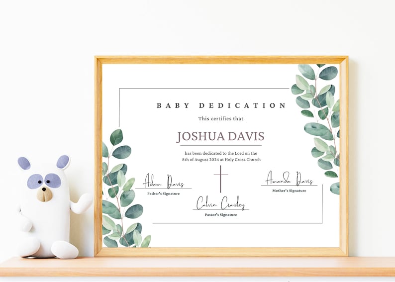 Baby Dedication Certificate Printable, Editable Child Dedication ...