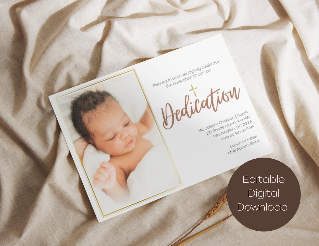 Baby Dedication Invitation Template, Minimalist Dedication, 100% ...