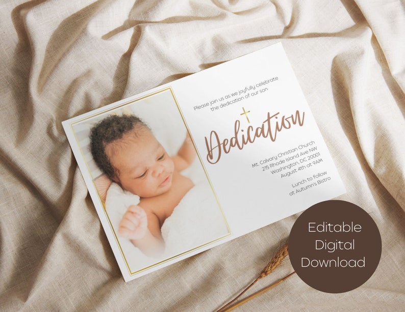 Baby Dedication Invitation Template, Minimalist Dedication, 100% ...
