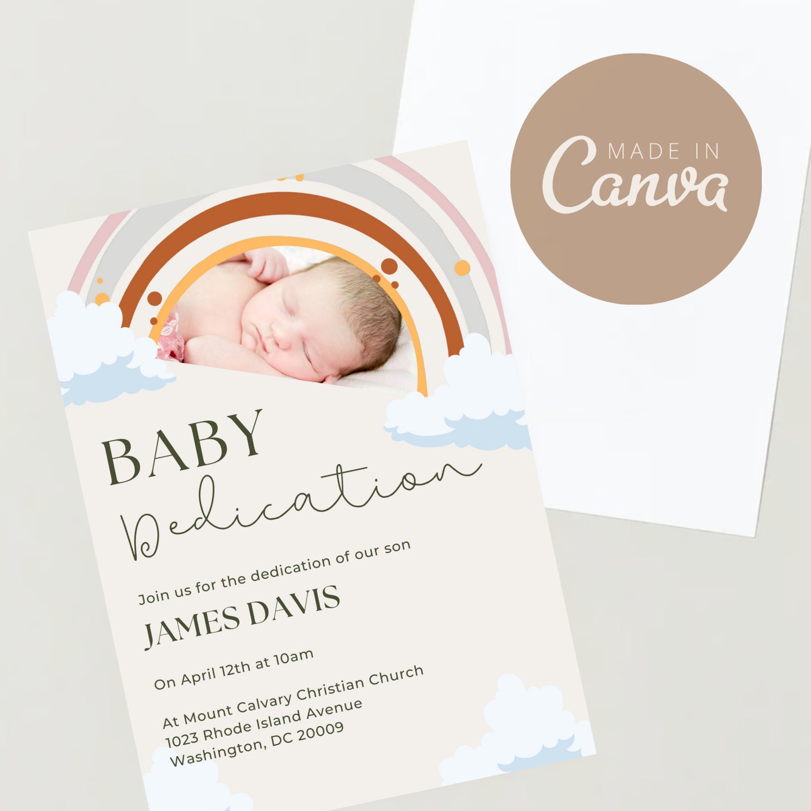 Baby Dedication Invitation Template, Christian Child Minimalist ...