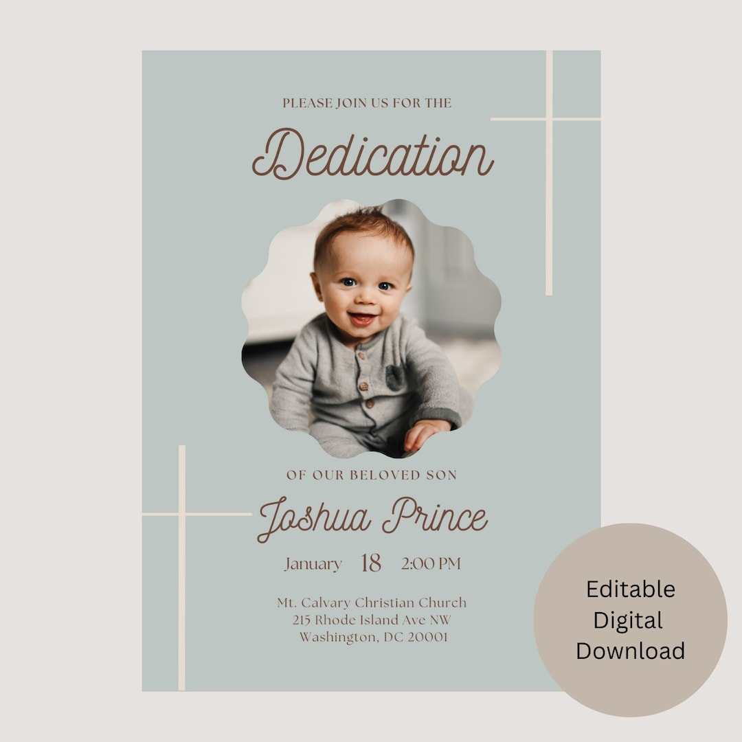 Baby Dedication Invitation Template, Minimalist Dedication, Completely ...