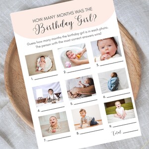First Birthday Game: How Old Was Baby? - Customizable (digital Download ...