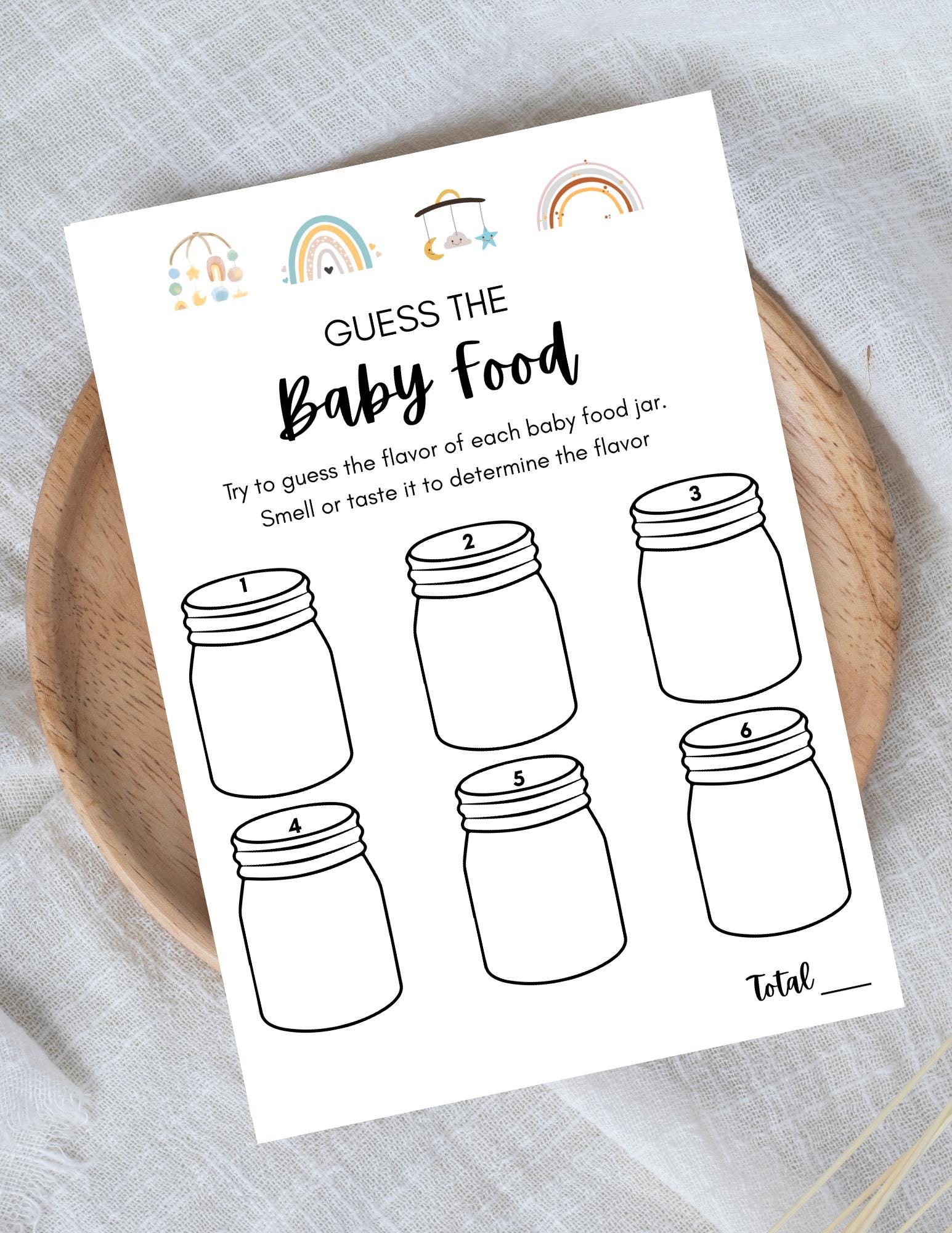 Guess the Baby Food, Baby Shower Guessing Game, First Birthday Game ...