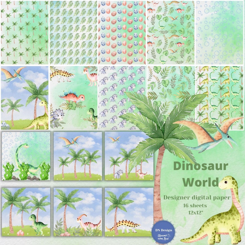 Printable Dinosaur Scrapbook Paper - Etsy