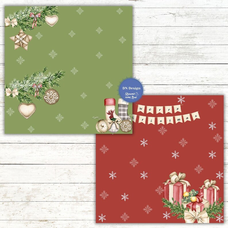 Traditional Christmas Design/merry Xmas Digital Paper Pack/scrapbook ...