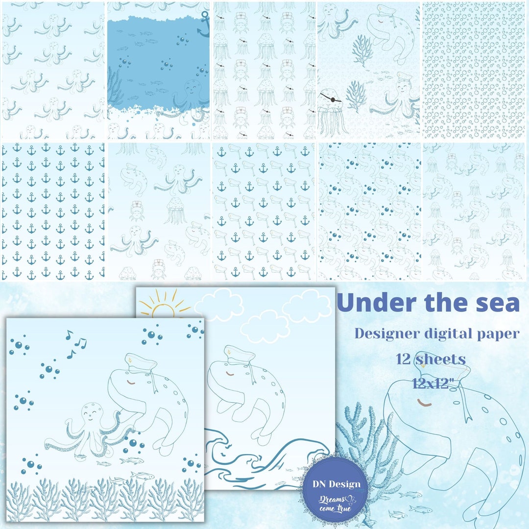 Under the Sea Digital Paper Packcute Sea Animalsblue - Etsy