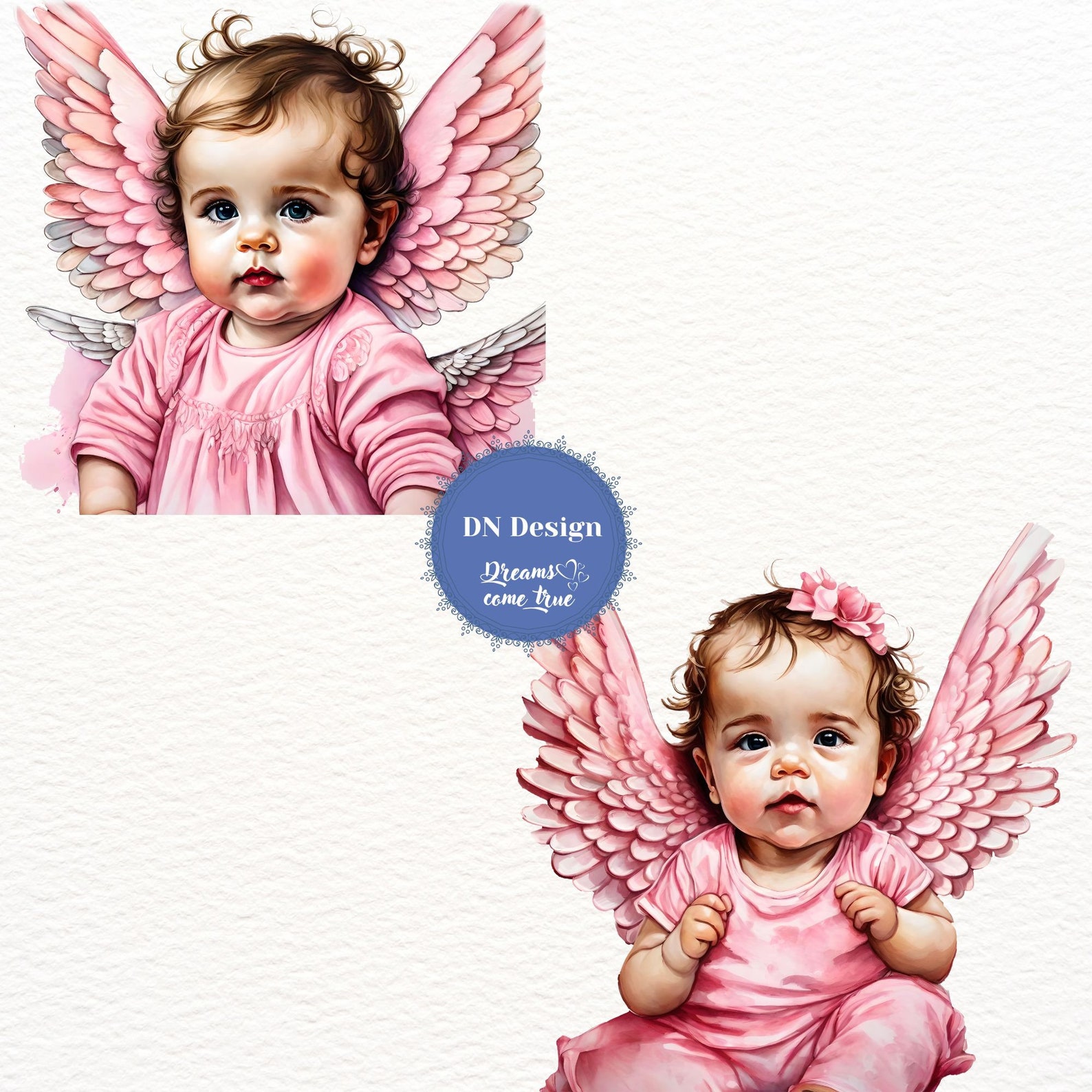 Angel Baby Girl Clipart: Fantasy Illustration PNG (digital Art) - Etsy