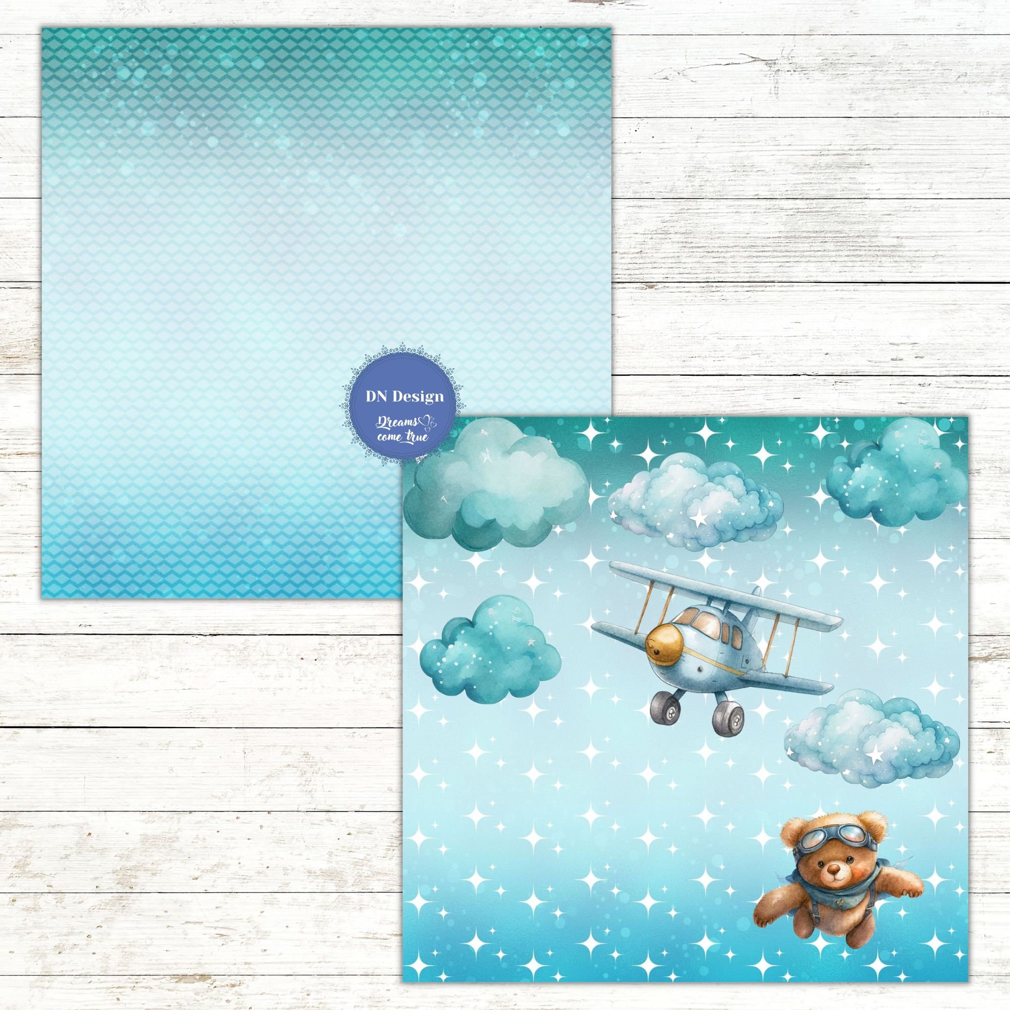 Digital Paper Pack,baby Bear Boy,baby Bear,baby Paper,blue Paper,blue ...