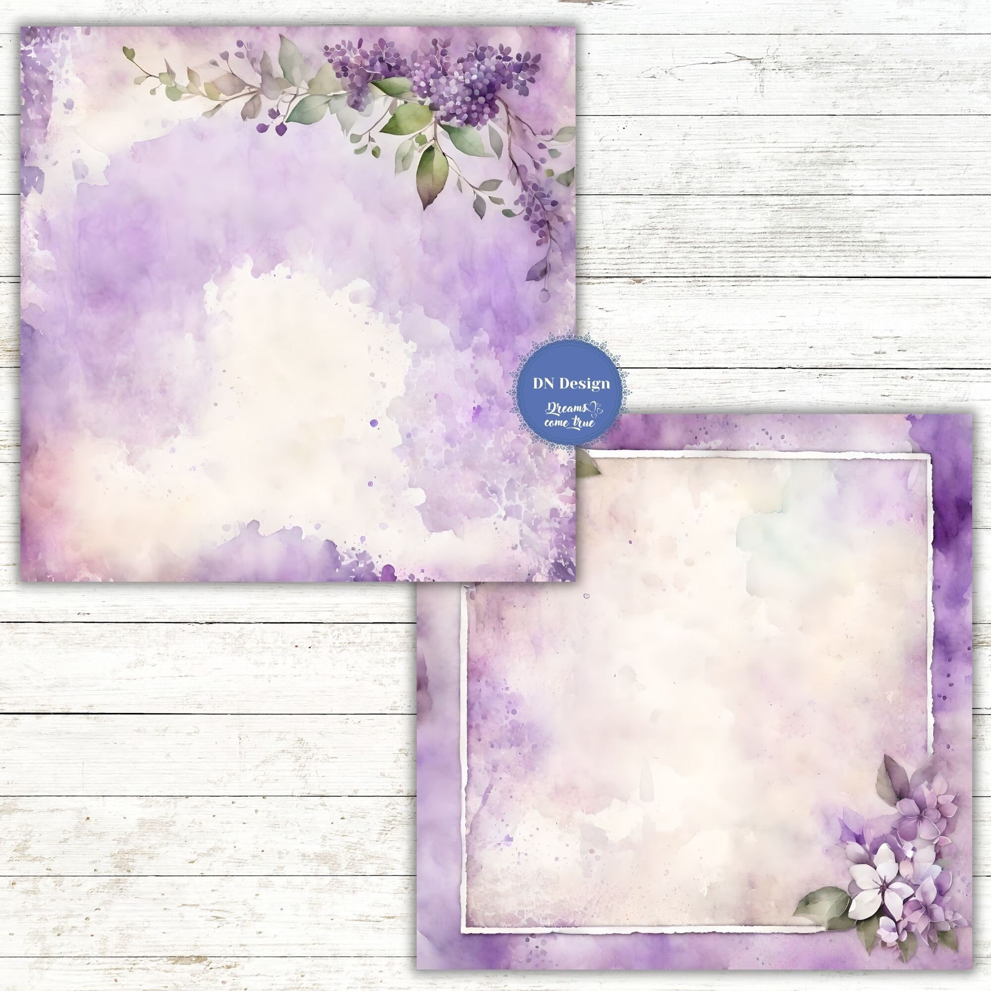 Purple Floral Watercolor Paper: Spring Butterfly Backgrounds (digital ...