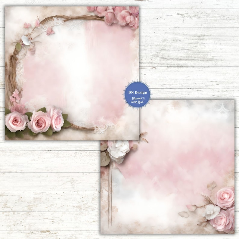 Pink Floral Digital Paper Pack: 16 JPG Files (12x12, 300 Dpi) - Etsy
