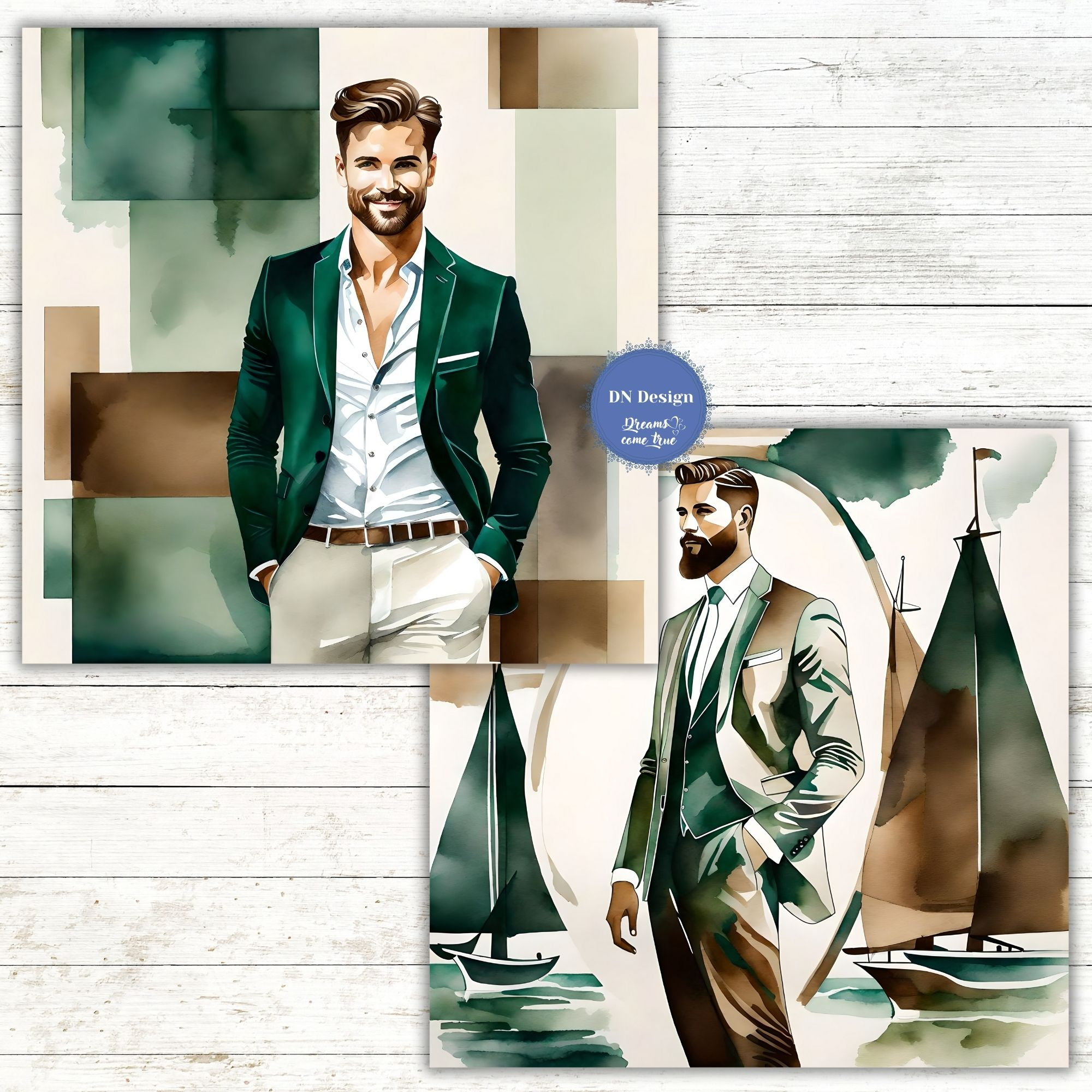 Handsome Man Digital Paper Pack: Male Fashion, Father's Day (12x12, JPG ...