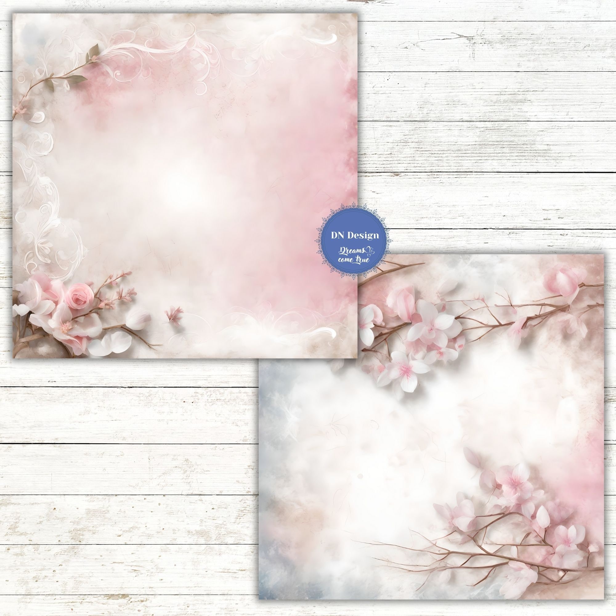 Pink Floral Digital Paper Pack: 16 JPG Files (12x12, 300 Dpi) - Etsy