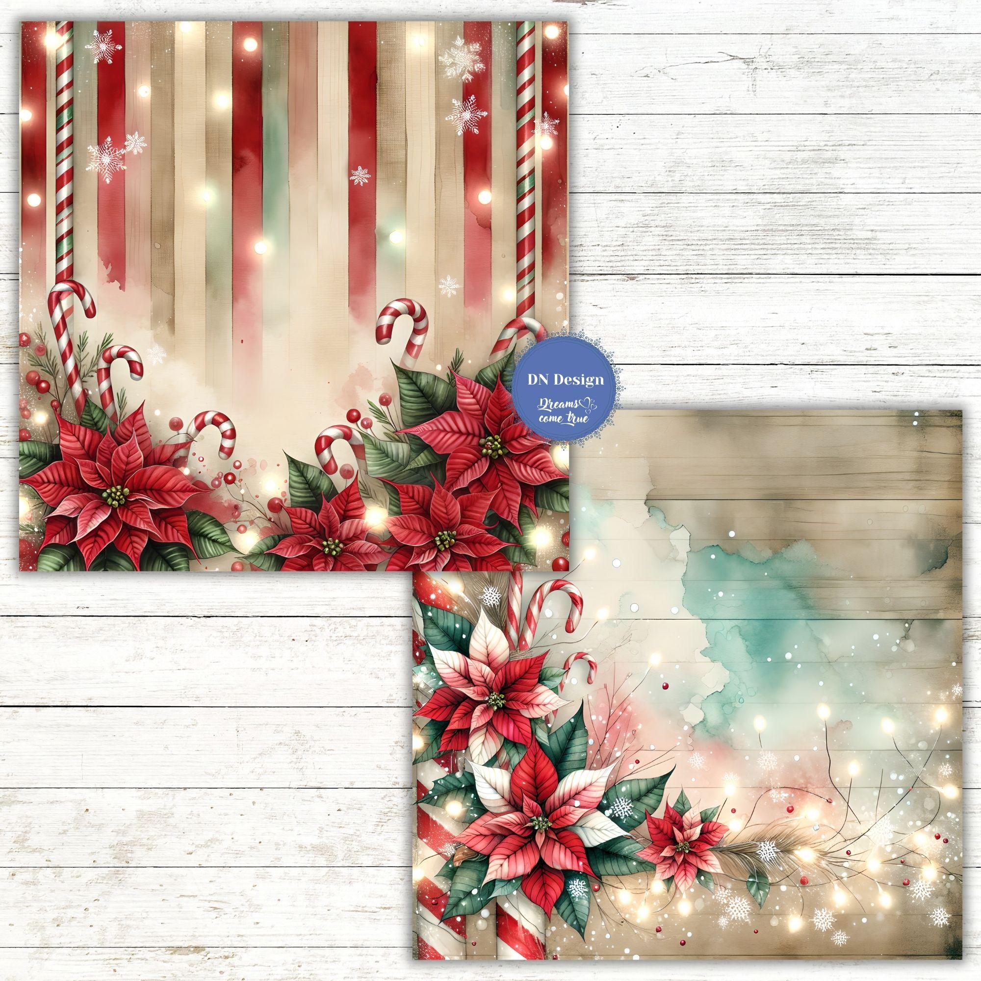 Candy Cane Christmas Digital Paper Pack (12 JPG) - Etsy