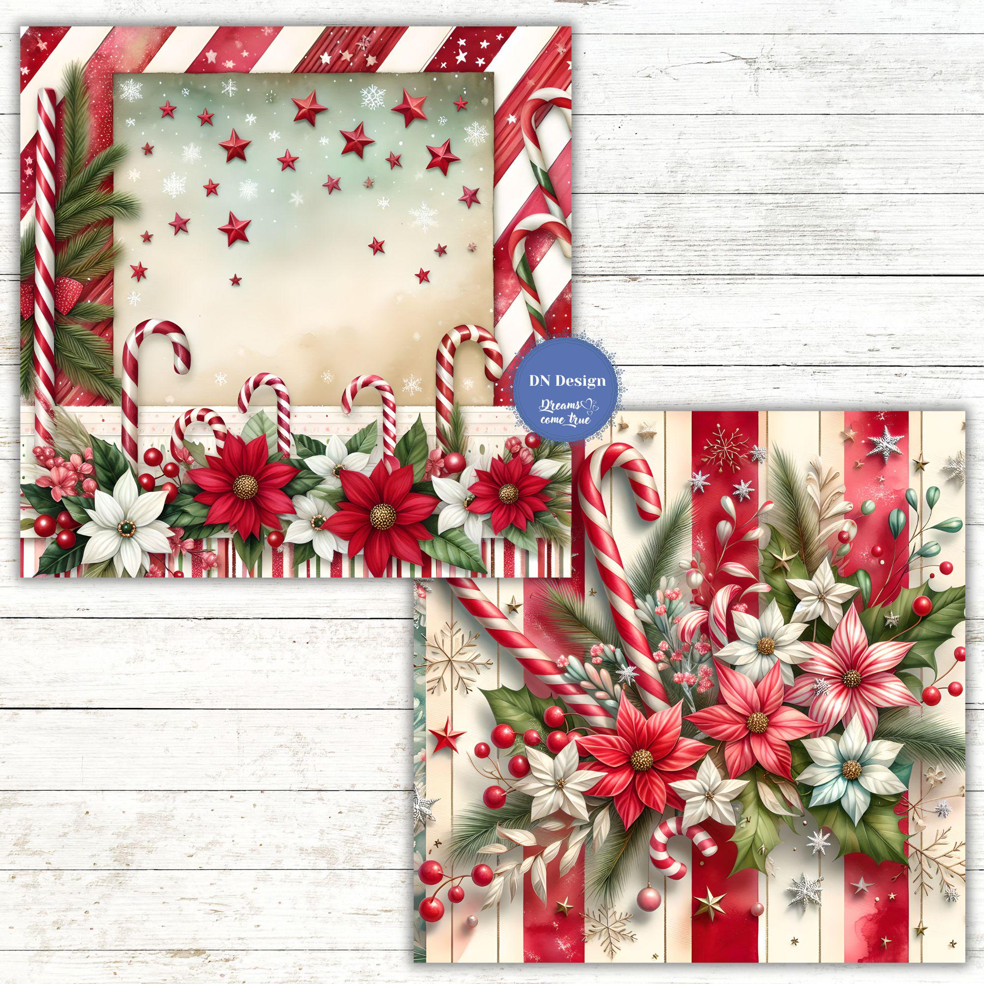 Candy Cane Christmas Digital Paper Pack (12 JPG) - Etsy