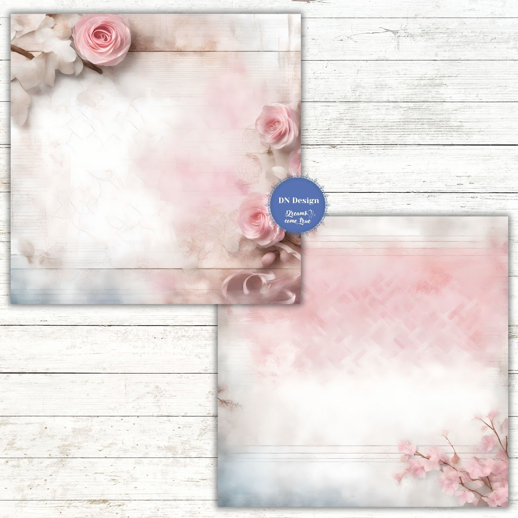 Pink Floral Digital Paper Pack: 16 JPG Files (12x12, 300 Dpi) - Etsy