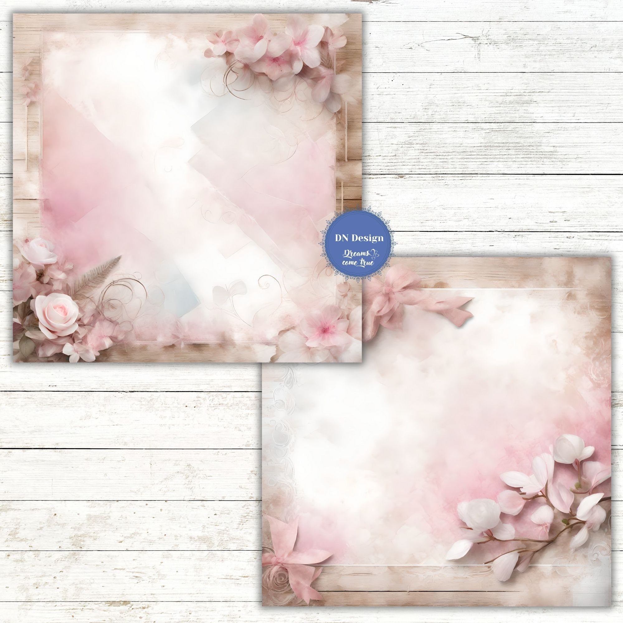 Pink Floral Digital Paper Pack: 16 JPG Files (12x12, 300 Dpi) - Etsy