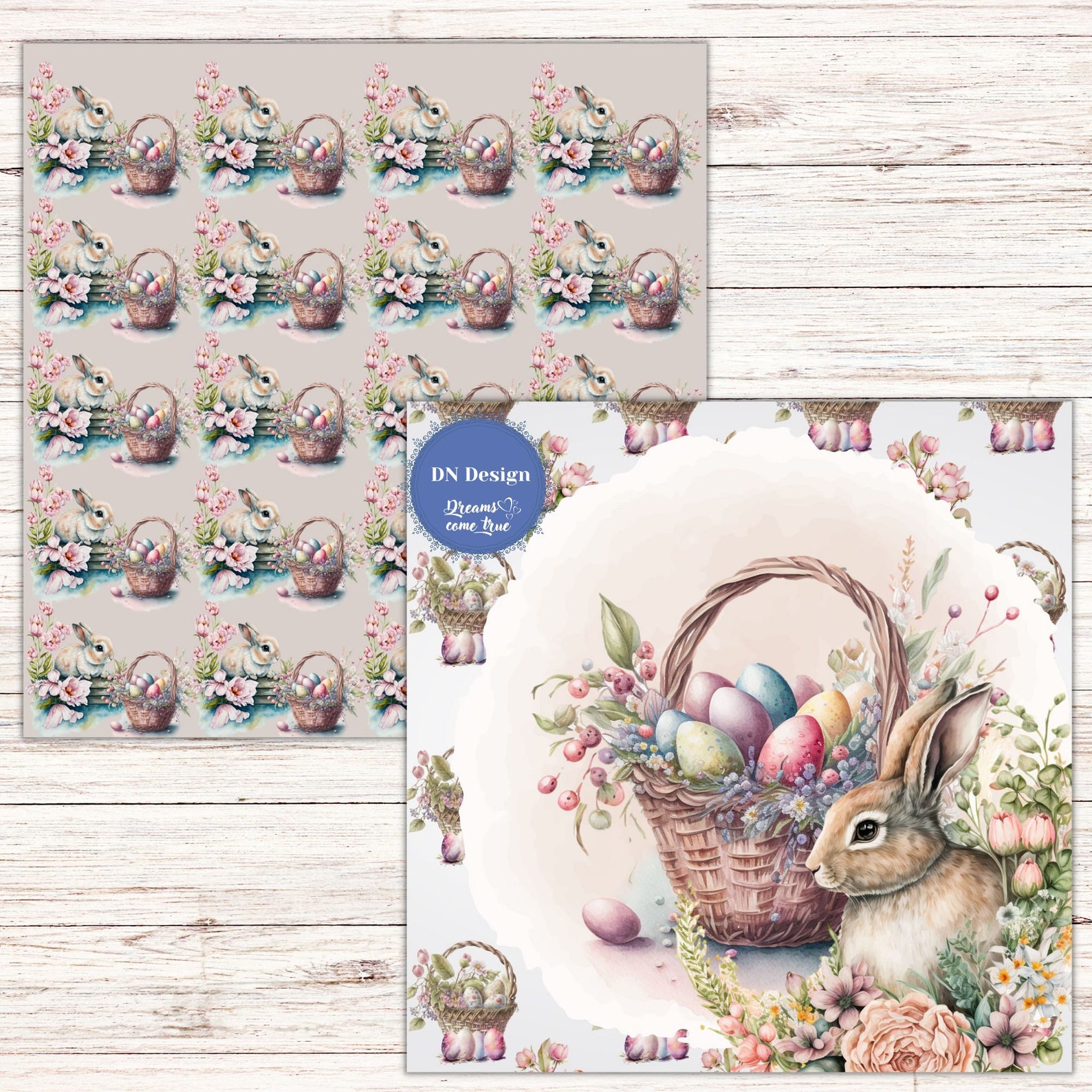 Happy Easter,easter Bunny Digital Paper,easter Digital Paper Pack,pink ...