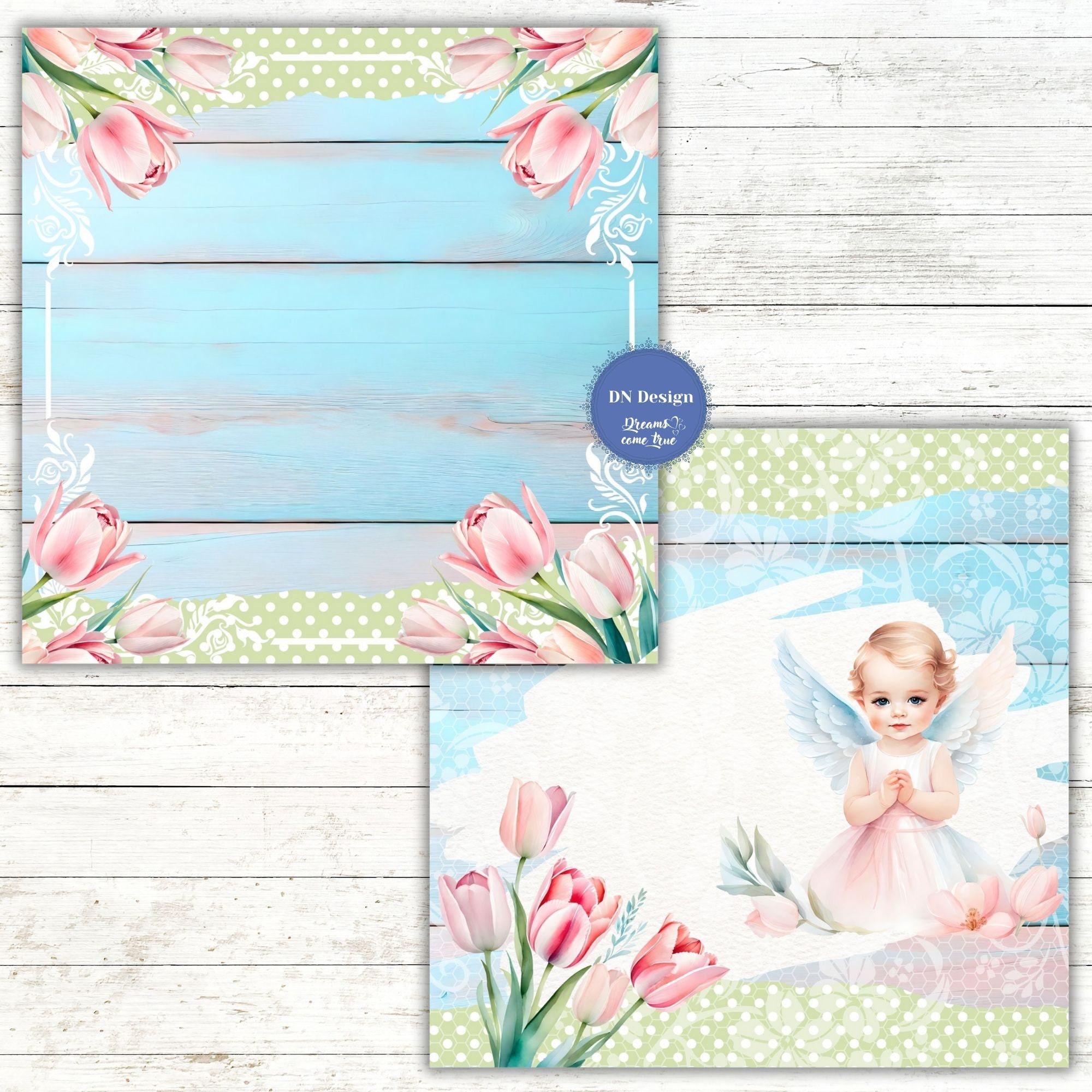Gentle Angels Digital Paper Pack,baptism Digital Paper,watercolor ...