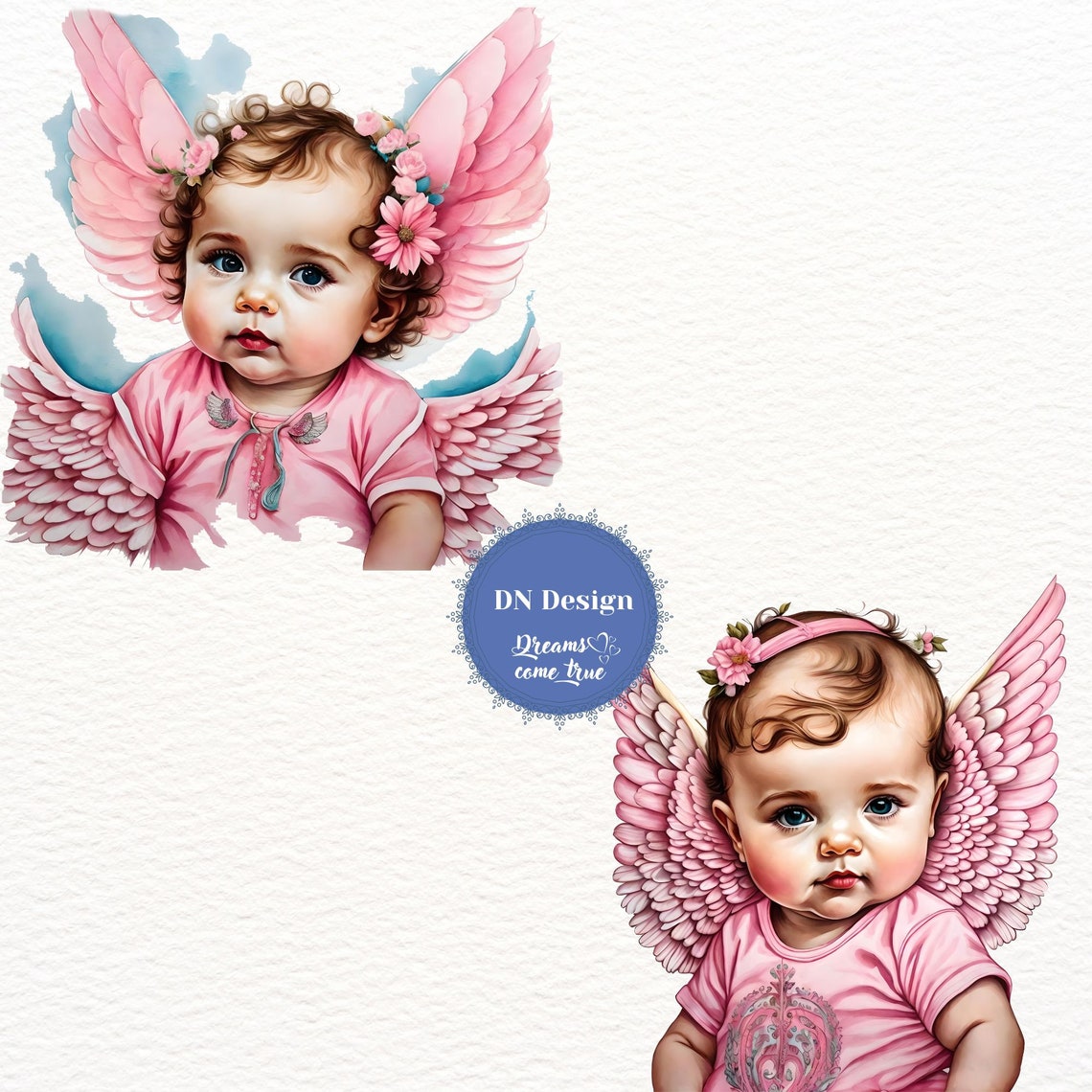 Angel Baby Girl Clipart: Fantasy Illustration PNG (digital Art) - Etsy
