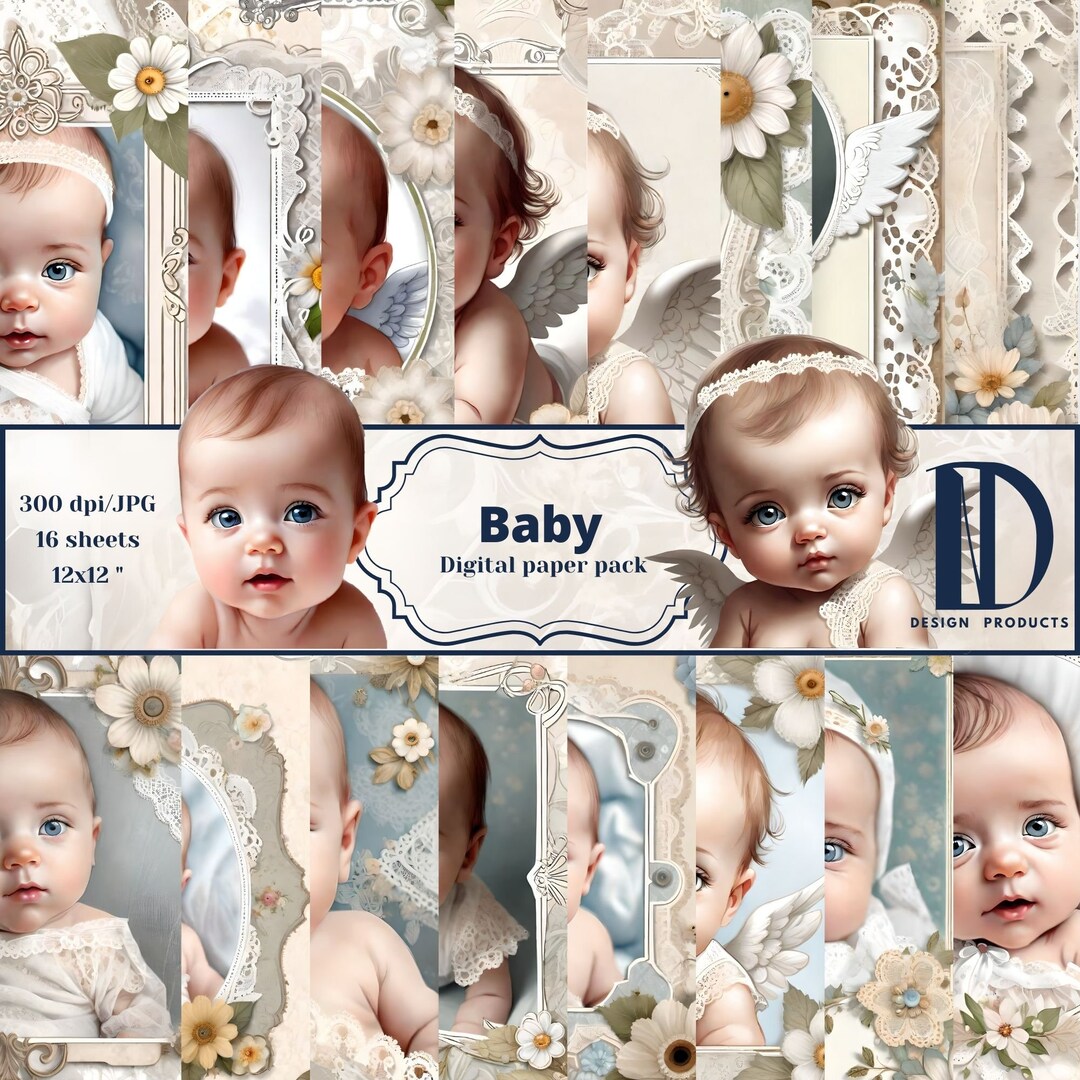Baby Digital Paper Pack,baptism Digital Paper Pack,angel Digital Paper ...