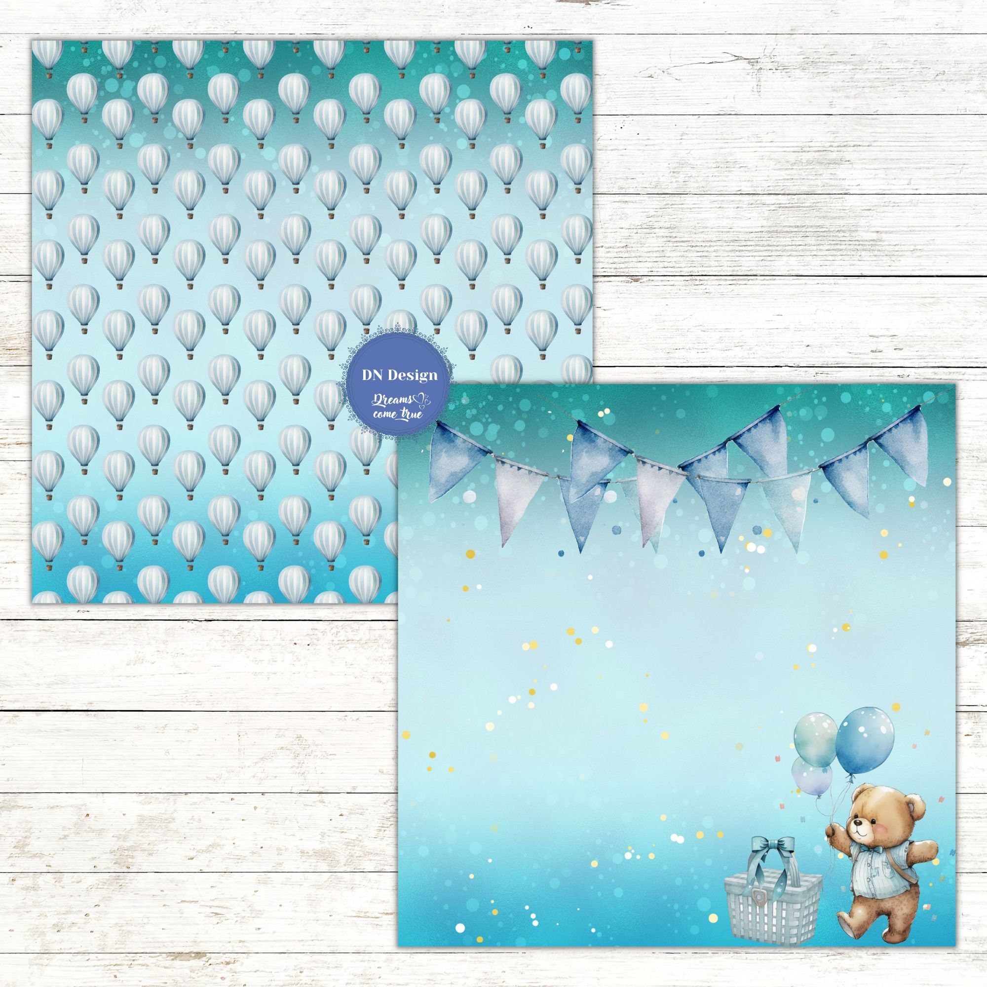 Digital Paper Pack,baby Bear Boy,baby Bear,baby Paper,blue Paper,blue ...